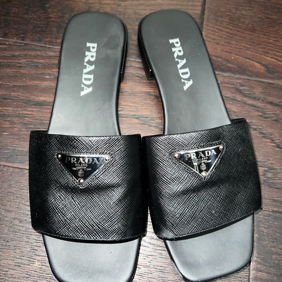 Prada | Shoes | Black Prada Slide Sandal | Poshmark
